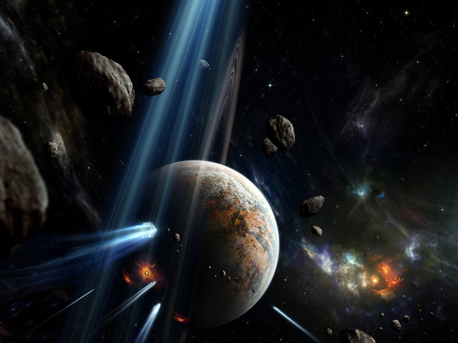 Asteroids and planet Desktop wallpapers 1600x1200
