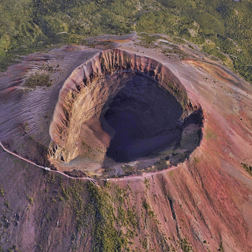 Crater of the volcano Vesuvius top view Desktop wallpapers 1024x1024