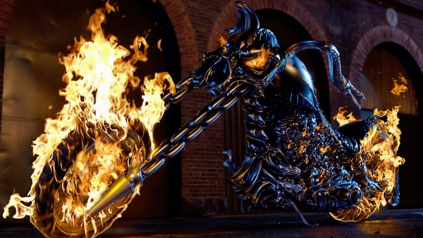 Пылающий мотоцикл - обои для рабочего стола, картинки, фото