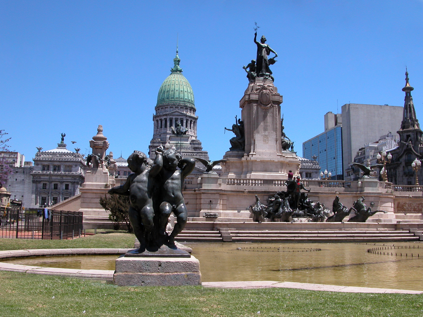 Monuments at the National Congress Palace in the city of Buenos Aires ...