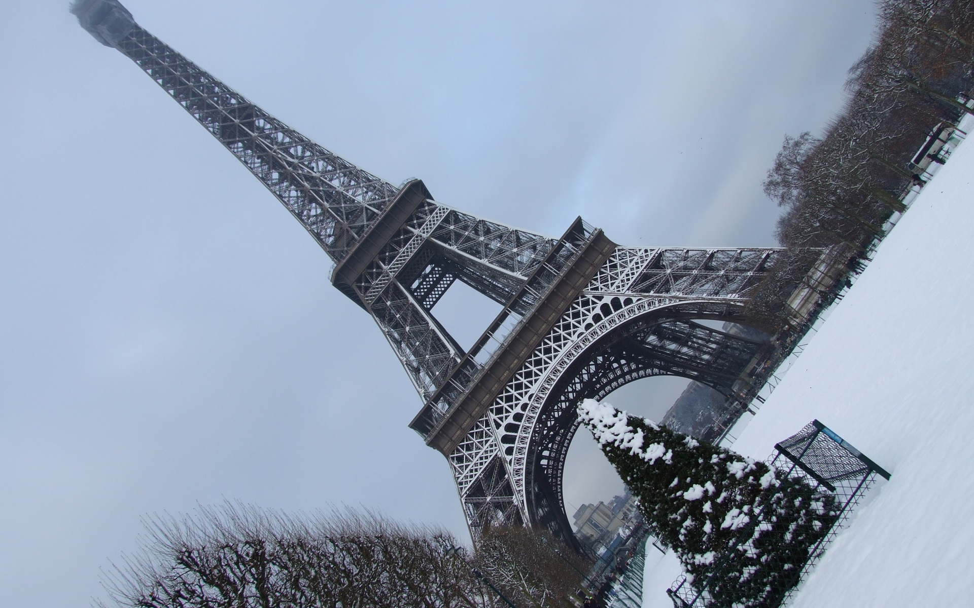 Eiffel Tower Snow Wallpaper