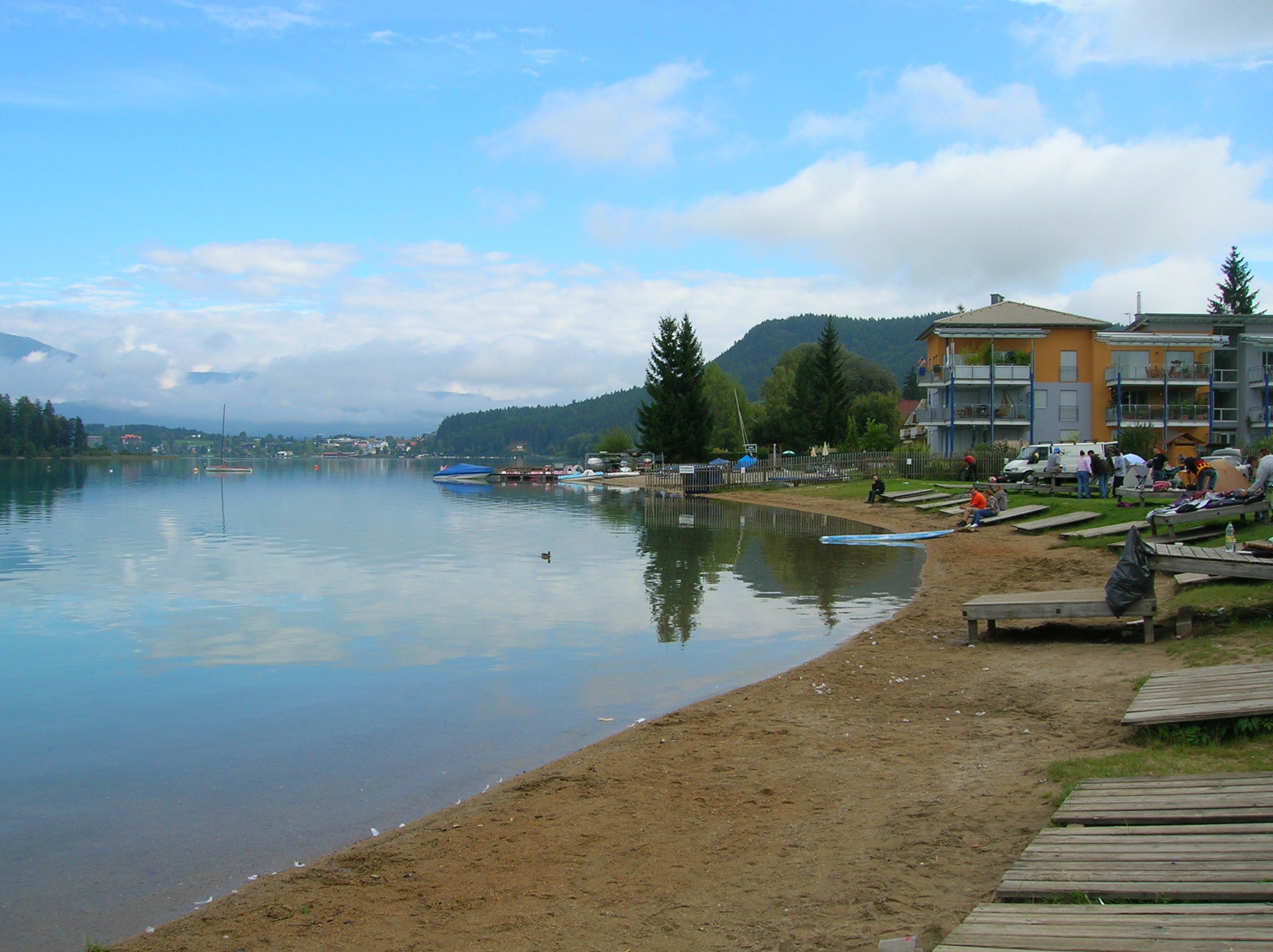 Пляж на курорте Фаакер-Зее, Австрия - обои для рабочего стола, картинки ...