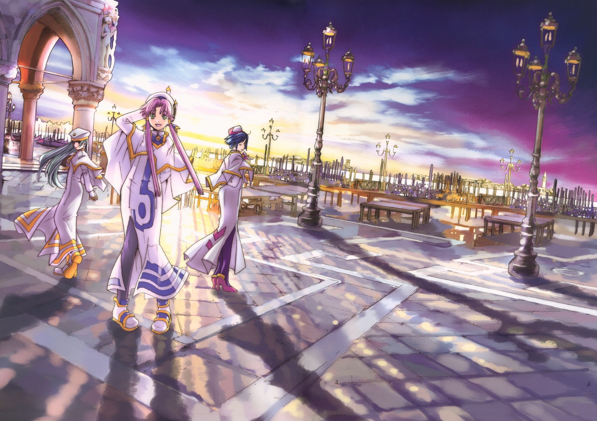 Прогулка на городской площади в аниме Ария - обои для рабочего стола ...