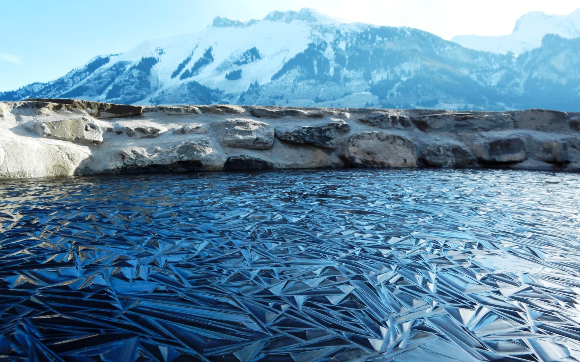 Beautiful ice on a lake in the mountains wallpapers and images ...