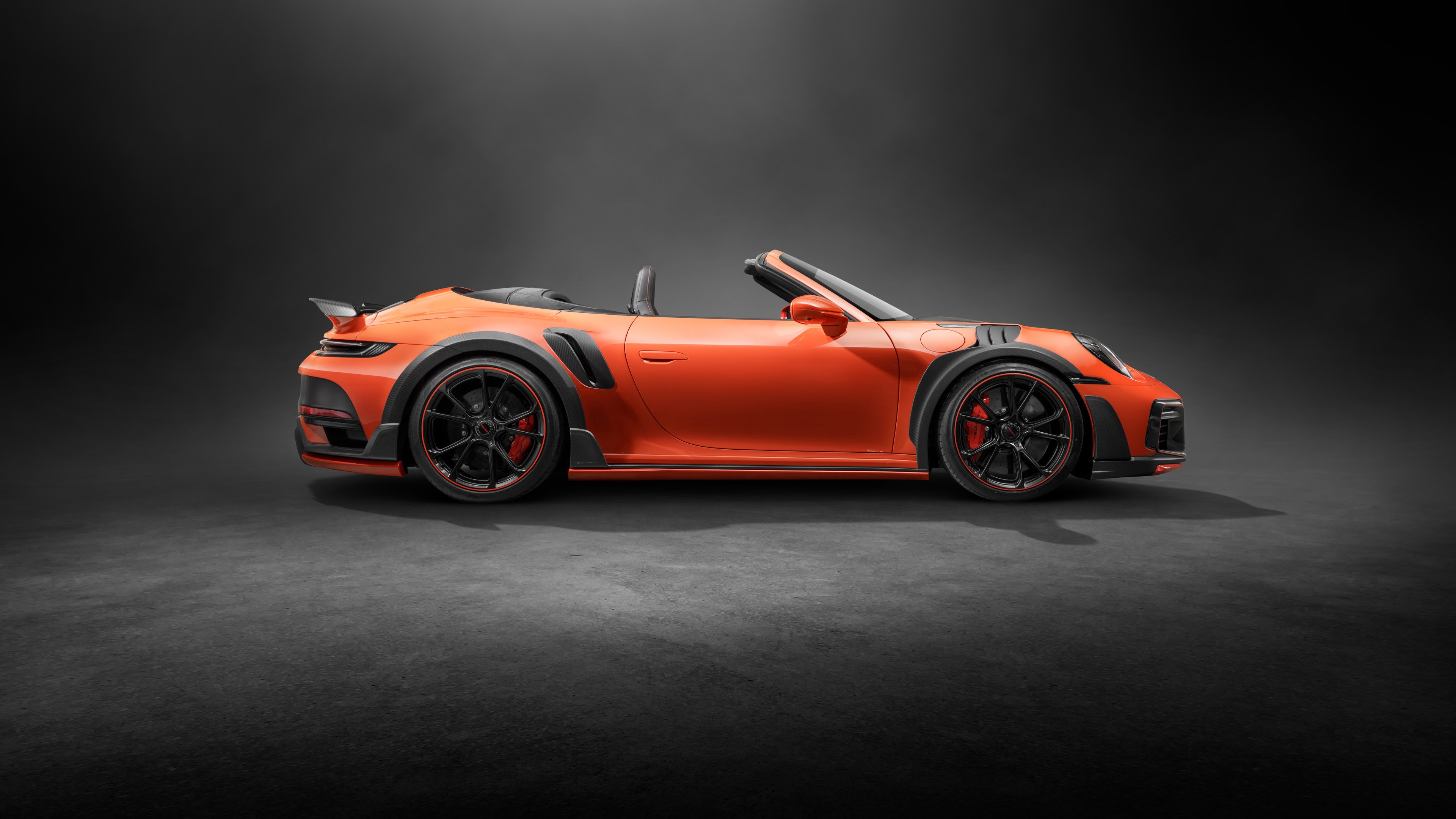 Вид сбоку на красный кабриолет TechArt GTstreet R - обои для рабочего ...